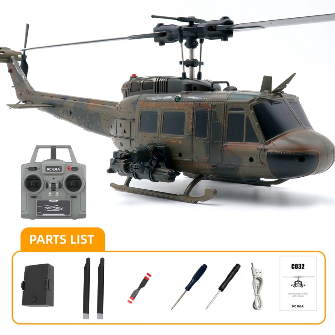 RC ERA C032 UH-1 Huey RC Helicopter, 6CH Flybarless Remote Control ...