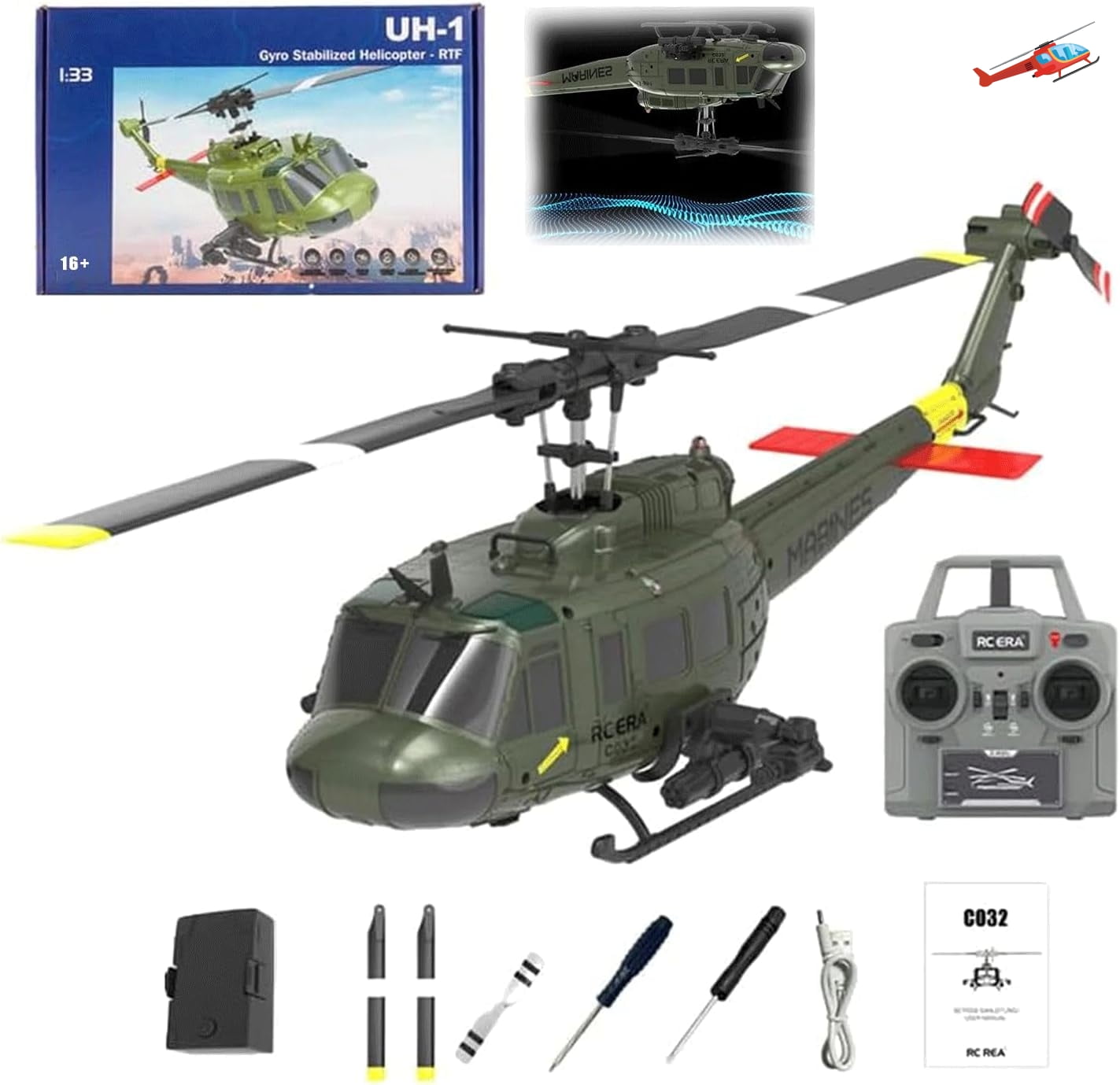 RC ERA C032 UH-1 Huey RC Helicopters for Adults Beginners, 1/48 Scale ...