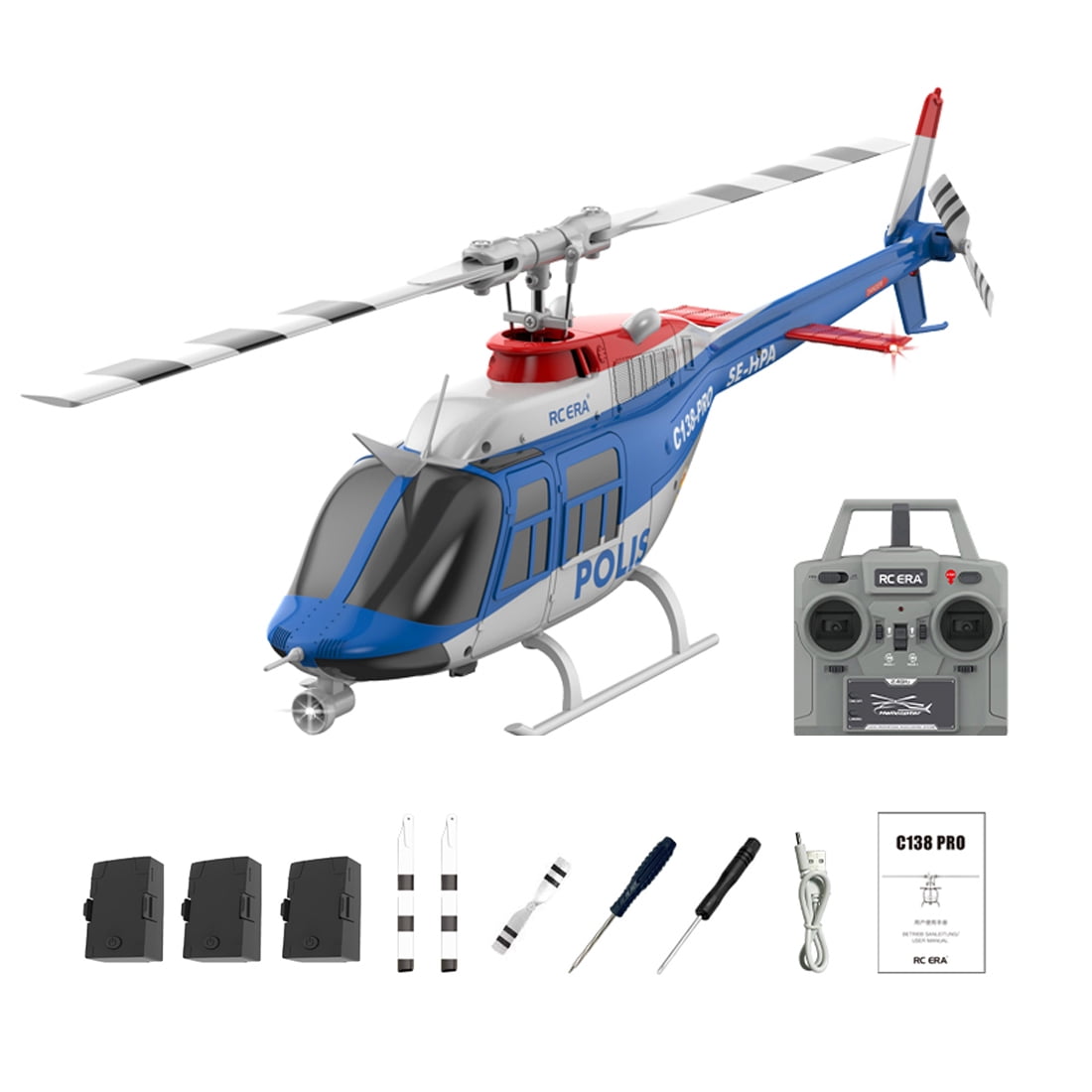 RC ERA C138 PRO Bell 206 RC Helicopter for Adults, 1/33 Scale 6CH ...