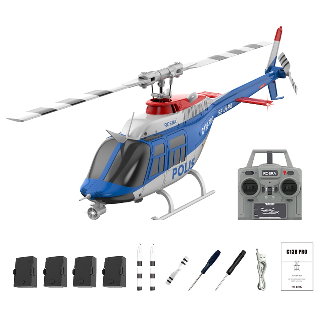 RC ERA C138 PRO Bell 206 RC Helicopter for Adults, 1/33 Scale 6CH ...