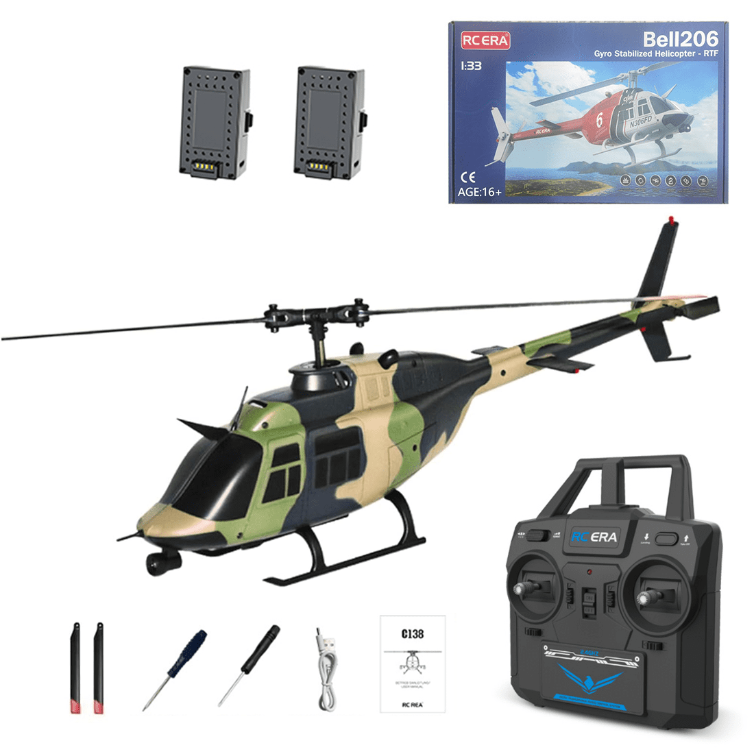 RC ERA C138 RC Helicopter, 1:30 Scale 6CH Flybarless RC Helicopter with ...