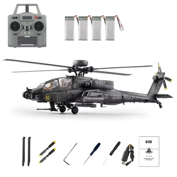 RC ERA C170 AH-64D 1/48 Scale RC Helicopter, Flybarless 6CH Aircraft ...