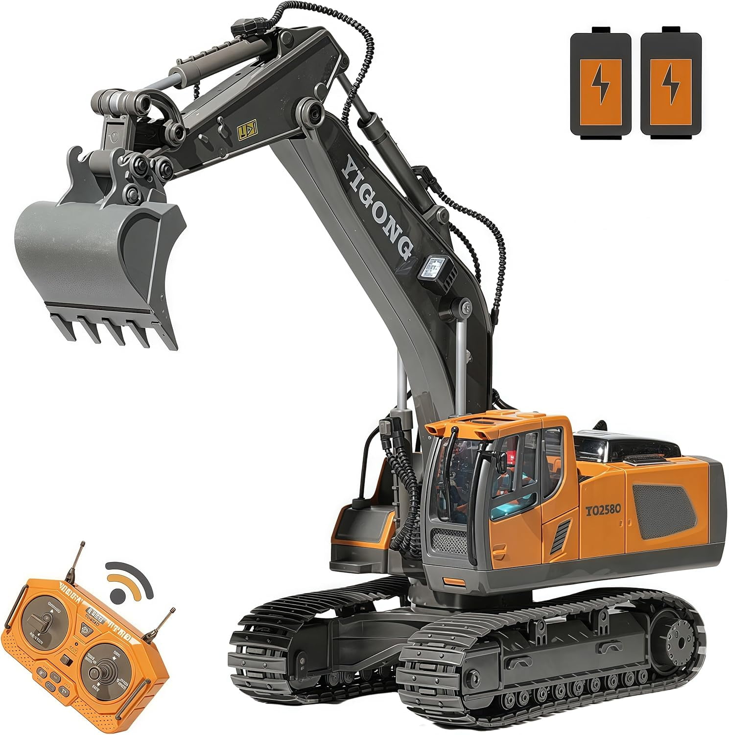 RC Excavator with Lights and Sound, 11-Channel Remote Control Heavy ...