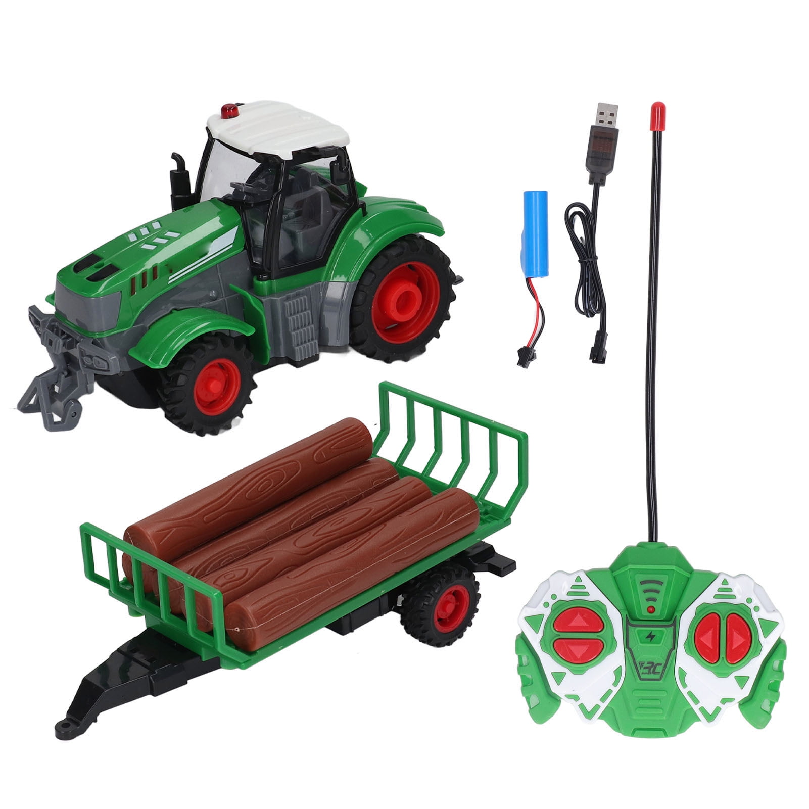 RC Farm Tractor Toy 4 Channel Drive Remote Control Truck Trailer Set ...