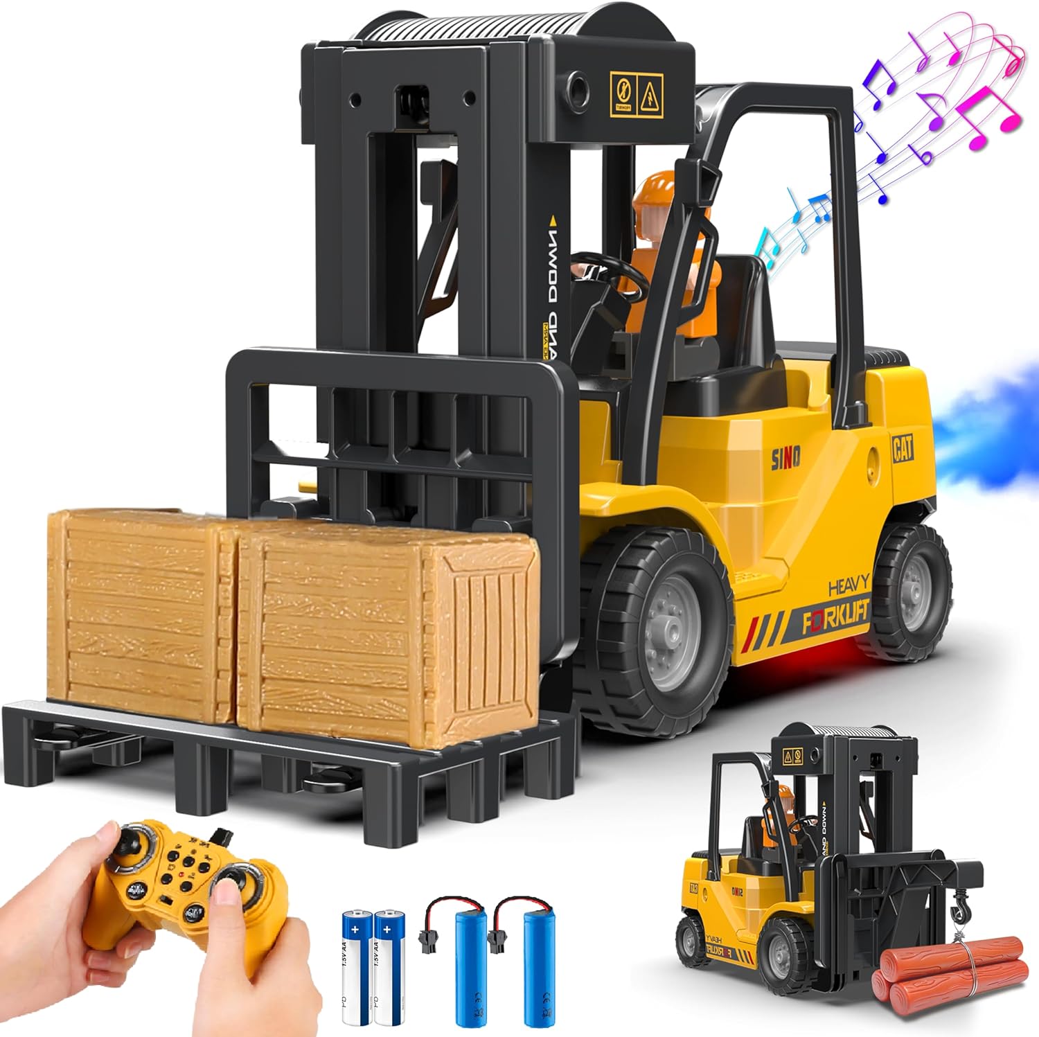 RC Forklift Truck, 2 in 1 Transform Lift Fork & Hook, Kids Forklift Toy ...