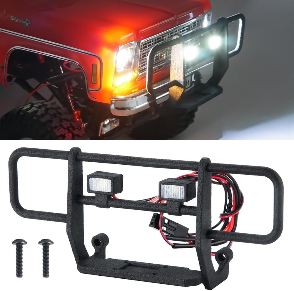 RC Front Bumper with 2 LED Light for TRX4M K10 F150 1/18th RC Crawler ...