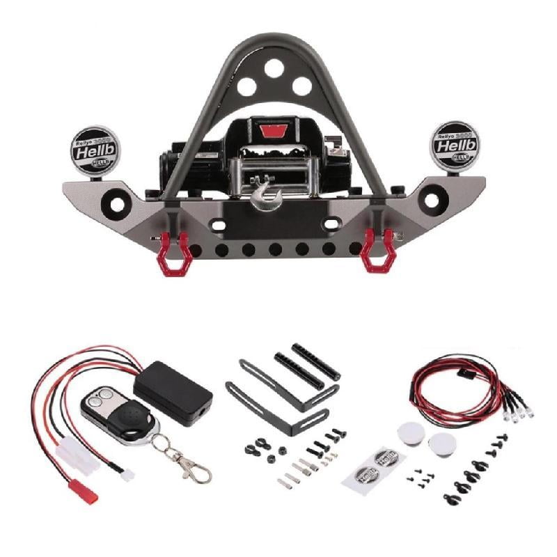 RC Front Bumper with Winch, Light, Hook for Climbing Crawlers Metal ...