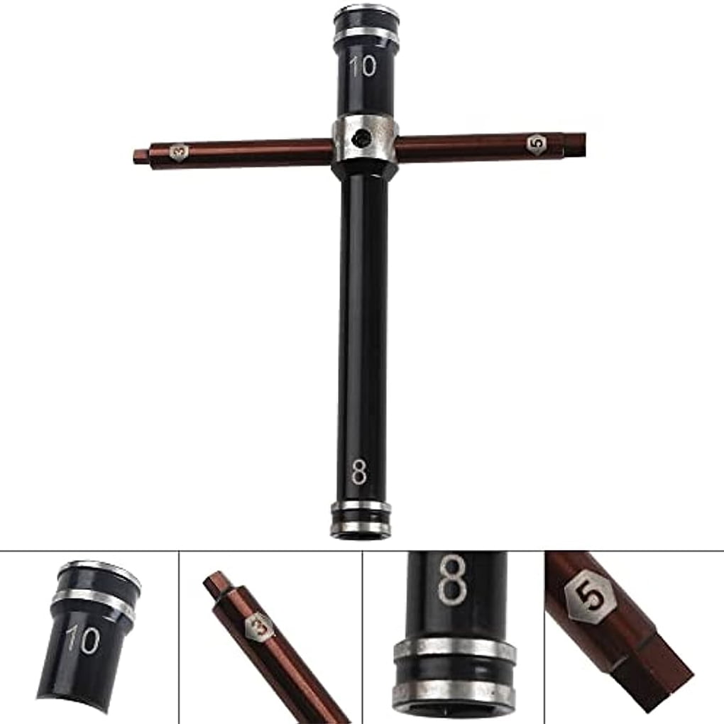 RC Glow Plug Removal Tool Set - 8mm/10mm Cross Wrench Socket with 3mm ...