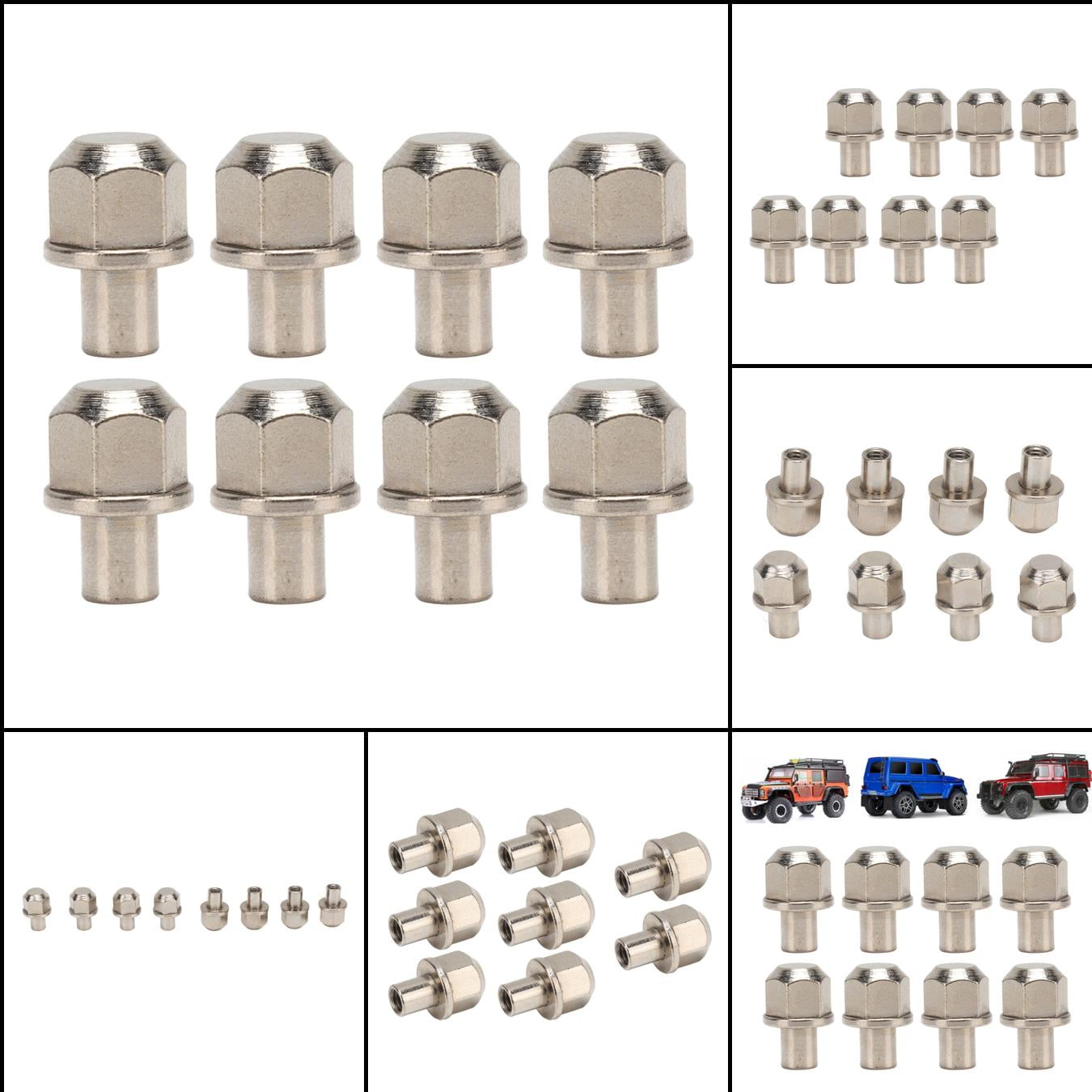 RC Hex Wheel Hub Nut & Extension Column Kit - 8Pcs Stainless Steel For ...
