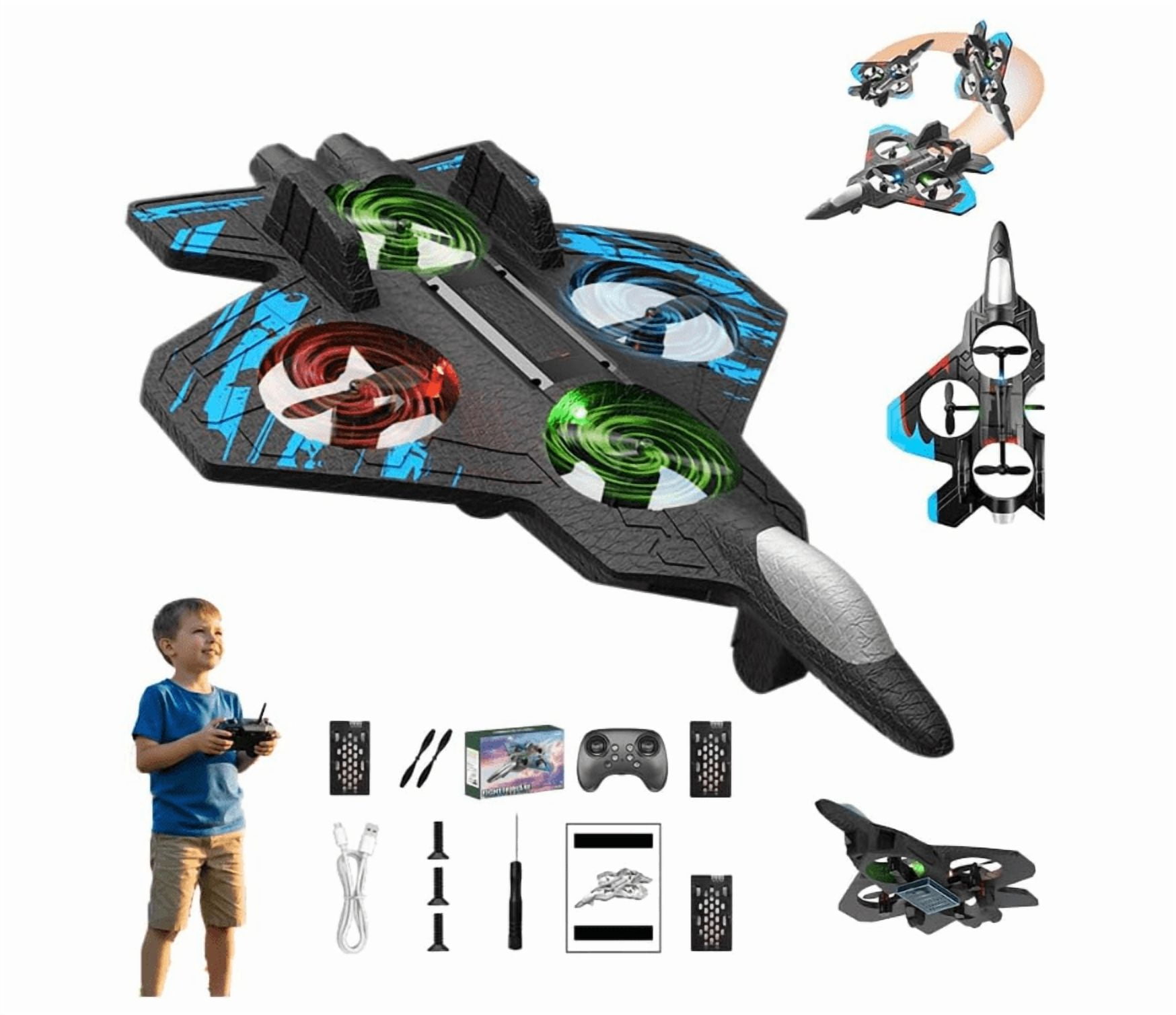 RC Jet, Foam Remote Control Fighter Jet Airplane with 360° Flips & LED ...