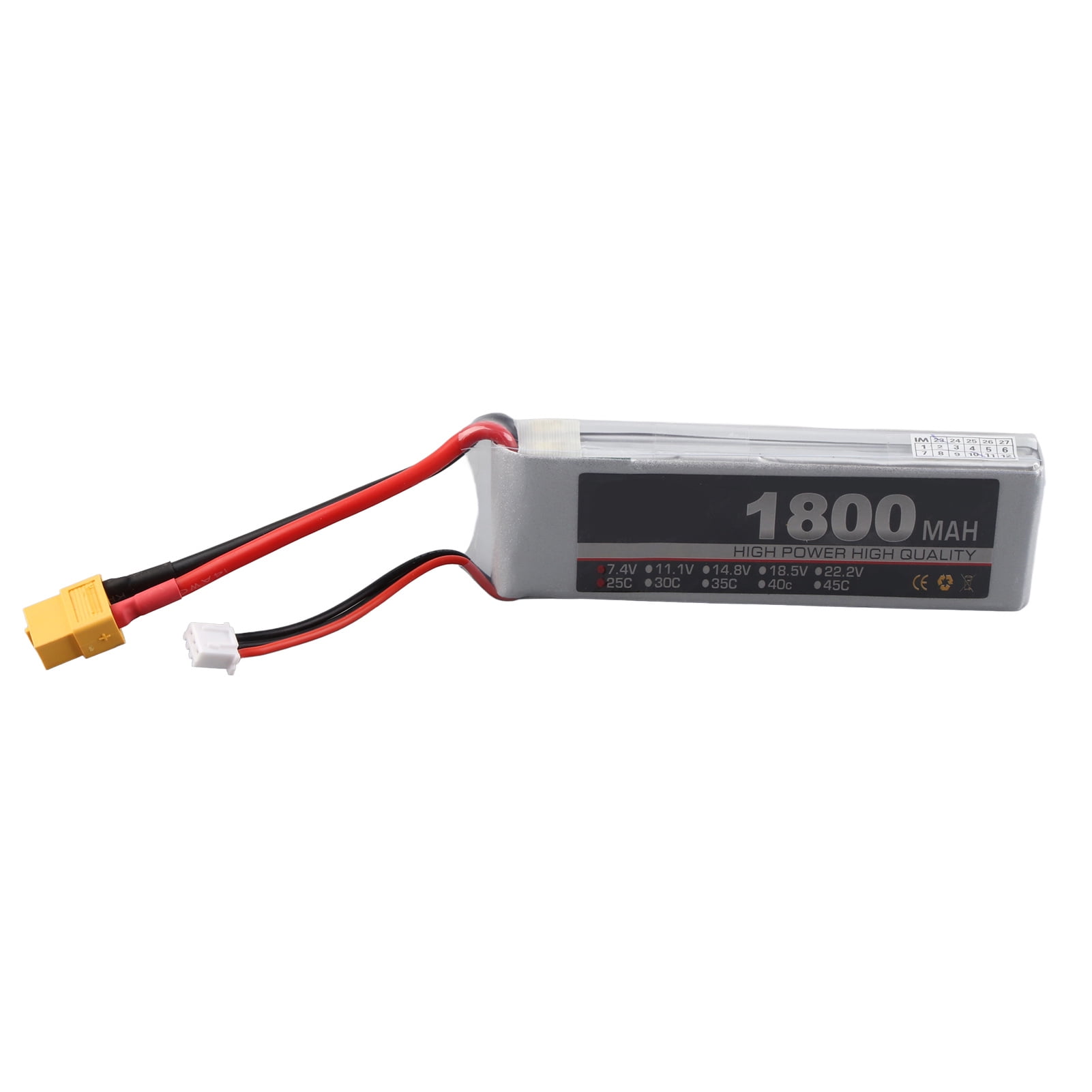 RC LiPo Battery 7.4V 2S 1800mAh 25C Rechargeable Lithium Polymer LiPo Battery Pack for RC Car ...