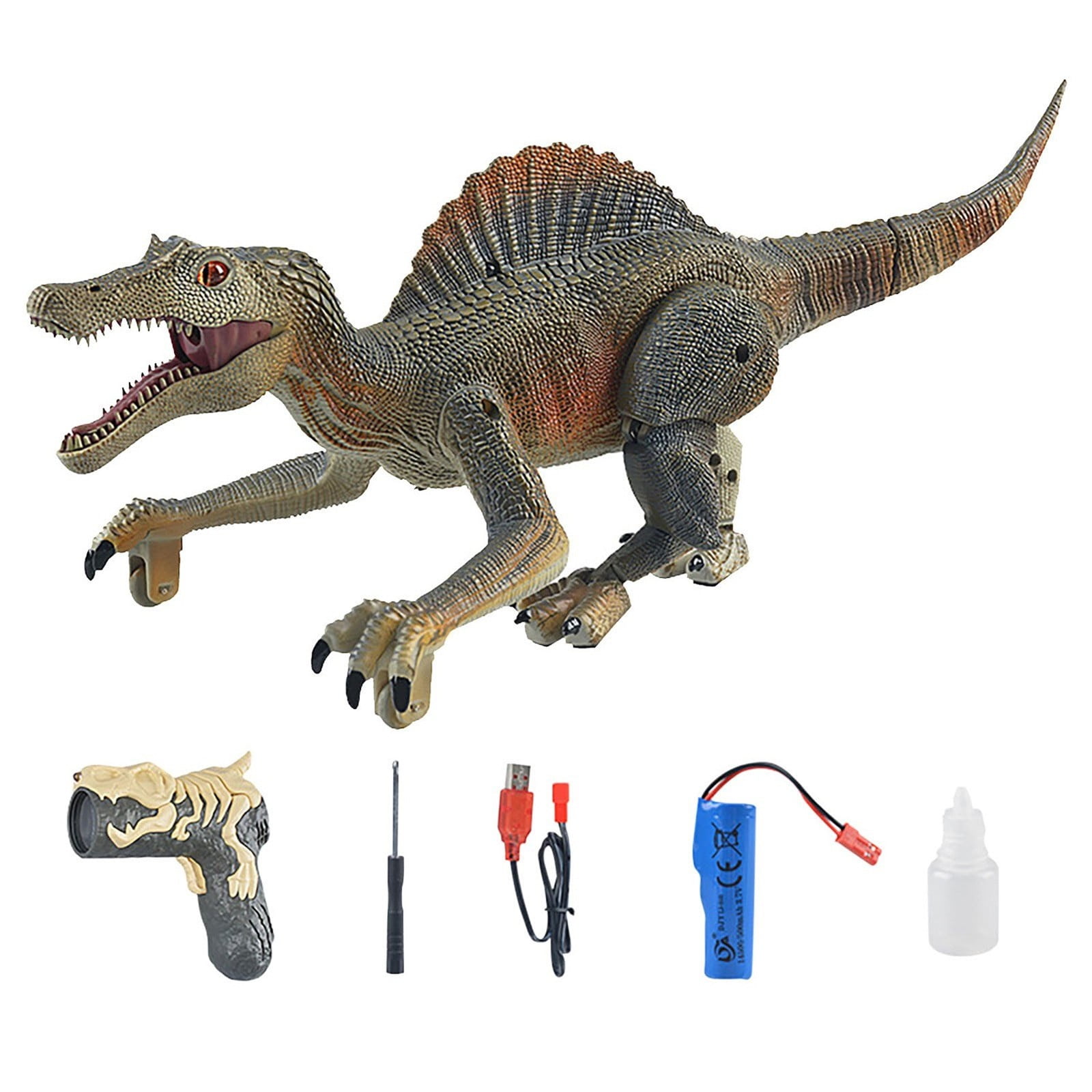 RC Light-Up Chasing Simulation Spine Back Dinosaur Toy Brown-Gray ...