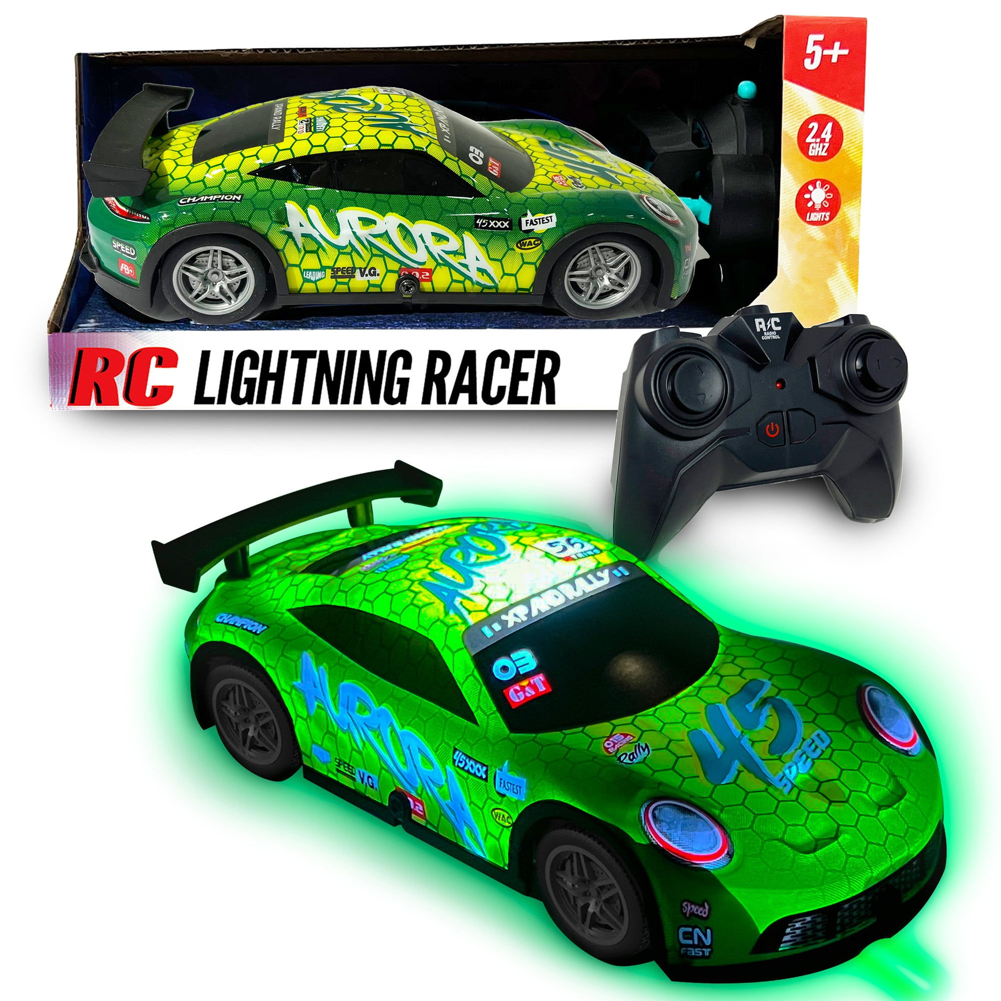 Nature Bound RC Lightning Racer, High-Speed Light Up Race Car, 1:40 ...