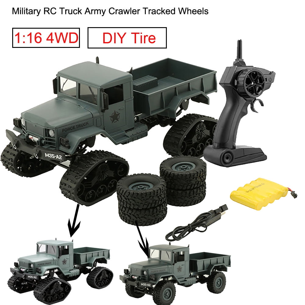 RC Military Truck Army1:16 4WD Tracked Wheels Crawler Off-Road Car RTR ...