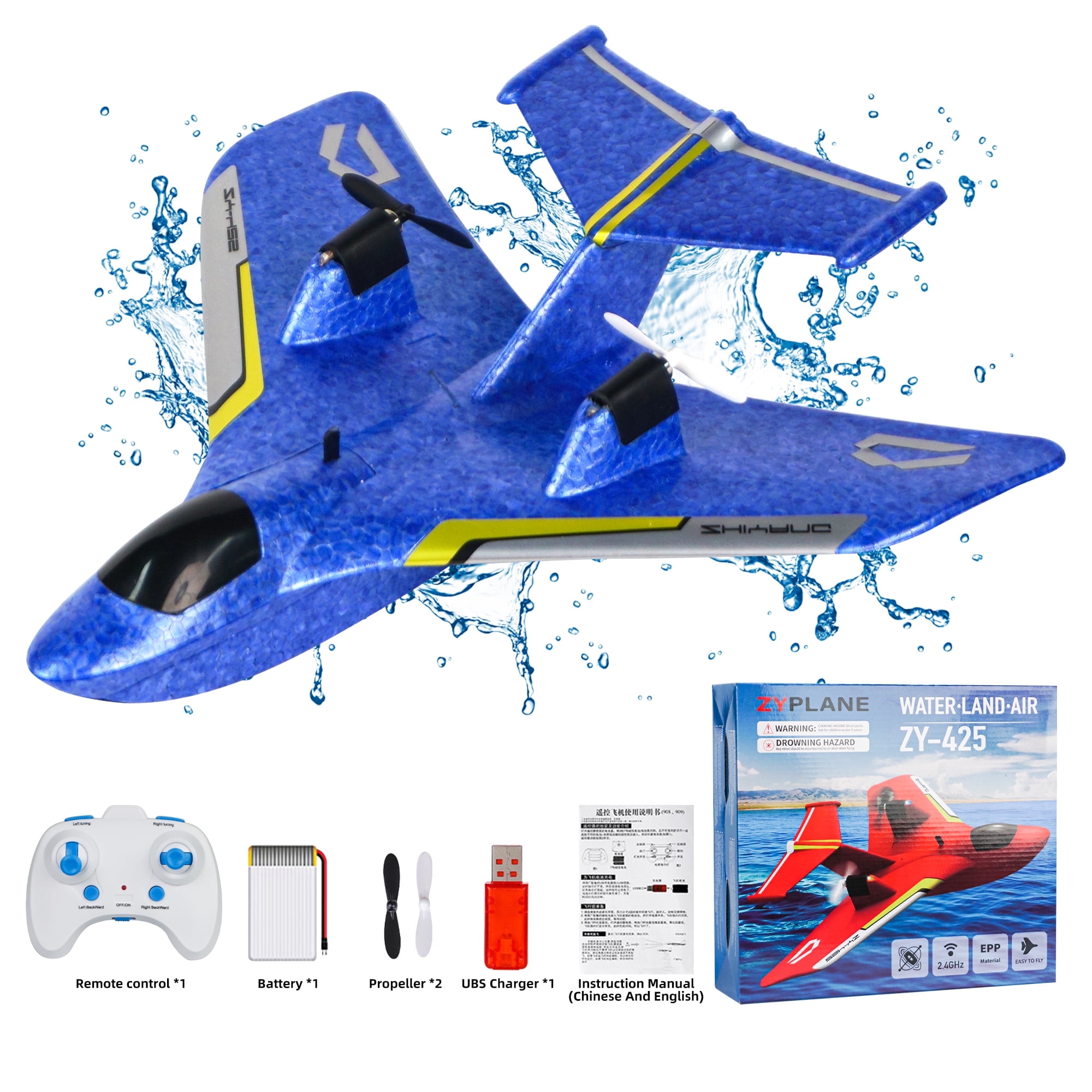 RC Plane for Water Land Air, Upgrade RC Plane Remote Control Glider ...