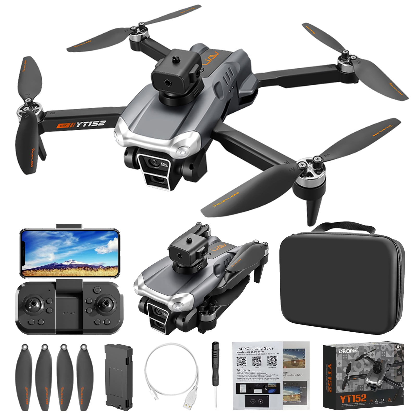 RC Quadcopter with Dual Cameras & Brushless Motor, 4K FPV Drone with ...