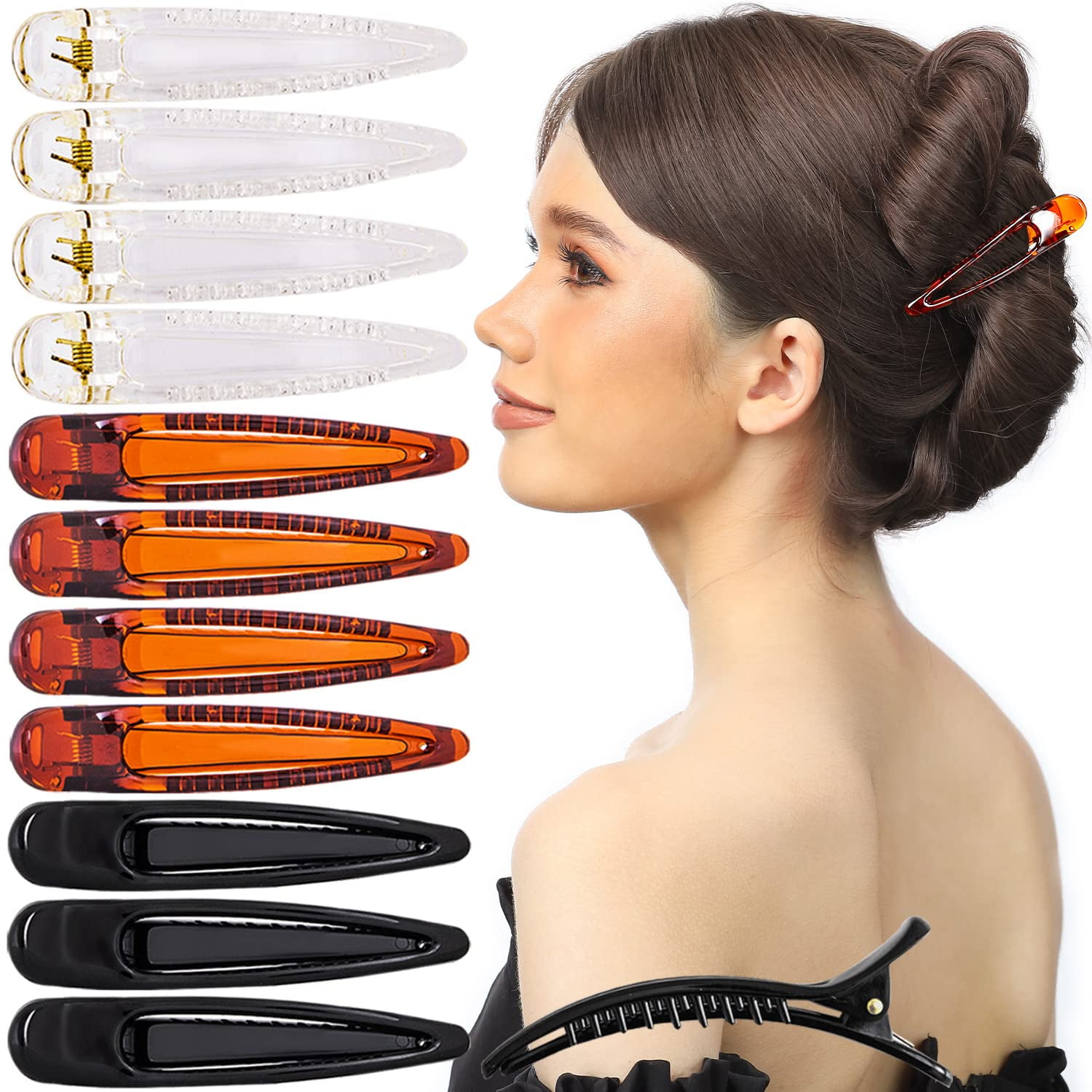 RC ROCHE ORNAMENT 12 Pcs Womens Eyelet Alligator Clips Classic Simple Duckbill Professional ...