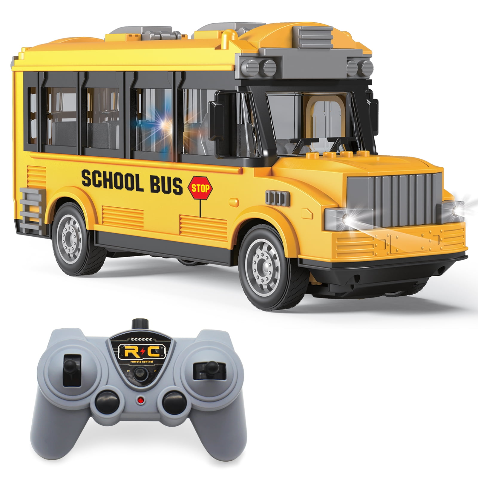 RC School Bus Toy, 1/30 Remote Control Car Vehicles, 4 Channel City ...