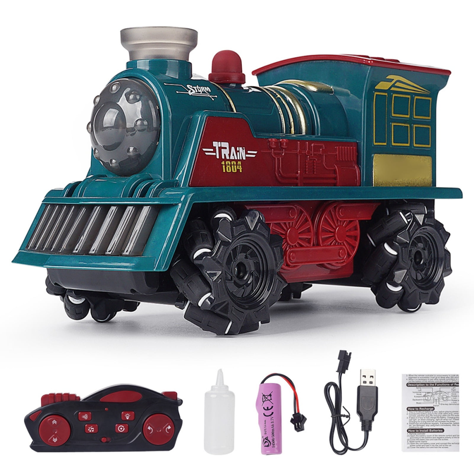 RC Stunt Car Toy Remote Control 360 Rotation 4WD Retro Train Toy with ...