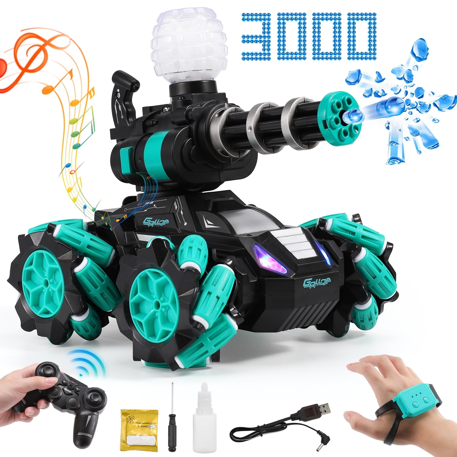 RC Tank Car, Shooting Water Bullets Remote Control Car, Kids Battle ...