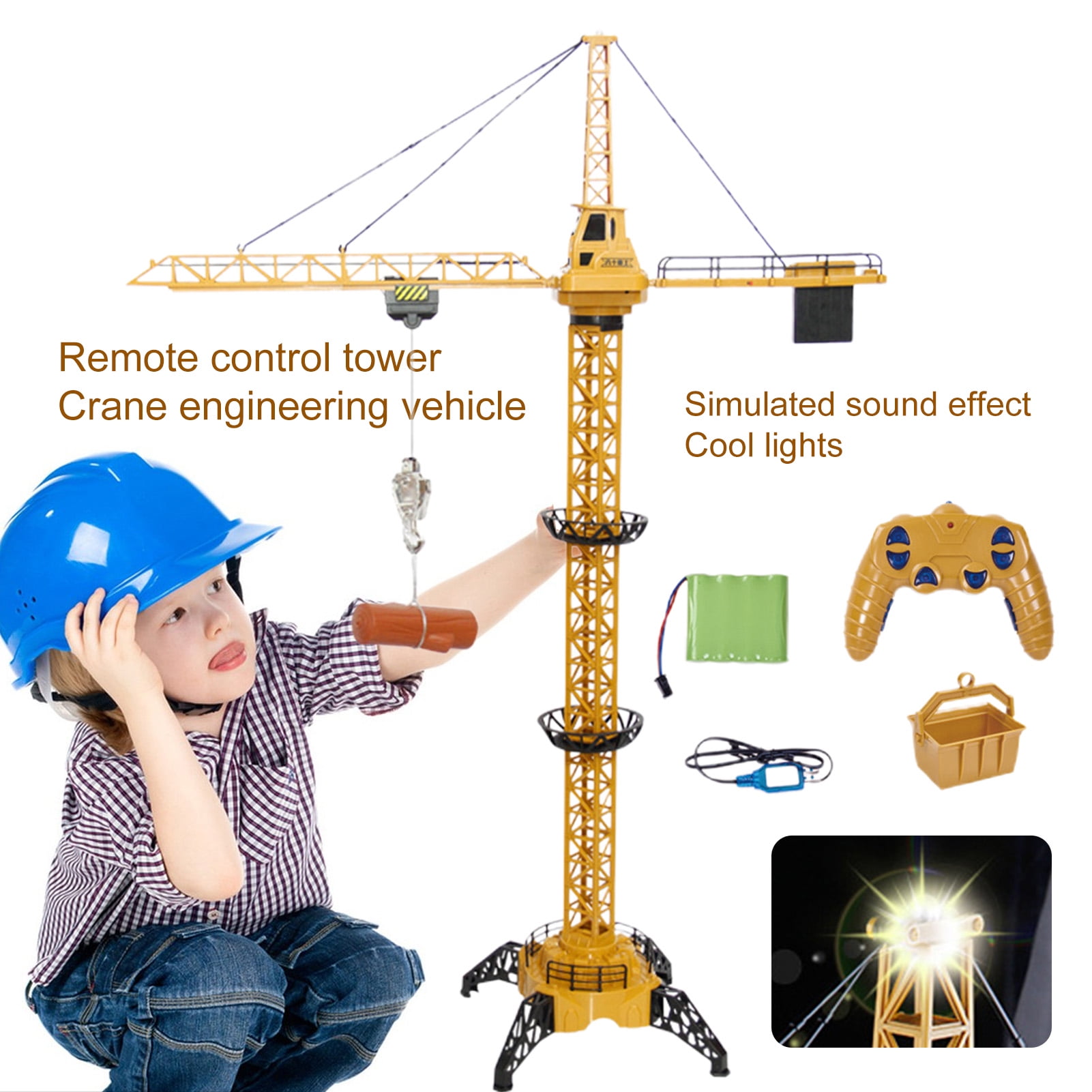 RC Tower Cranes Toy with Light 6CH 680-Degree Rotation Simulation DIY ...