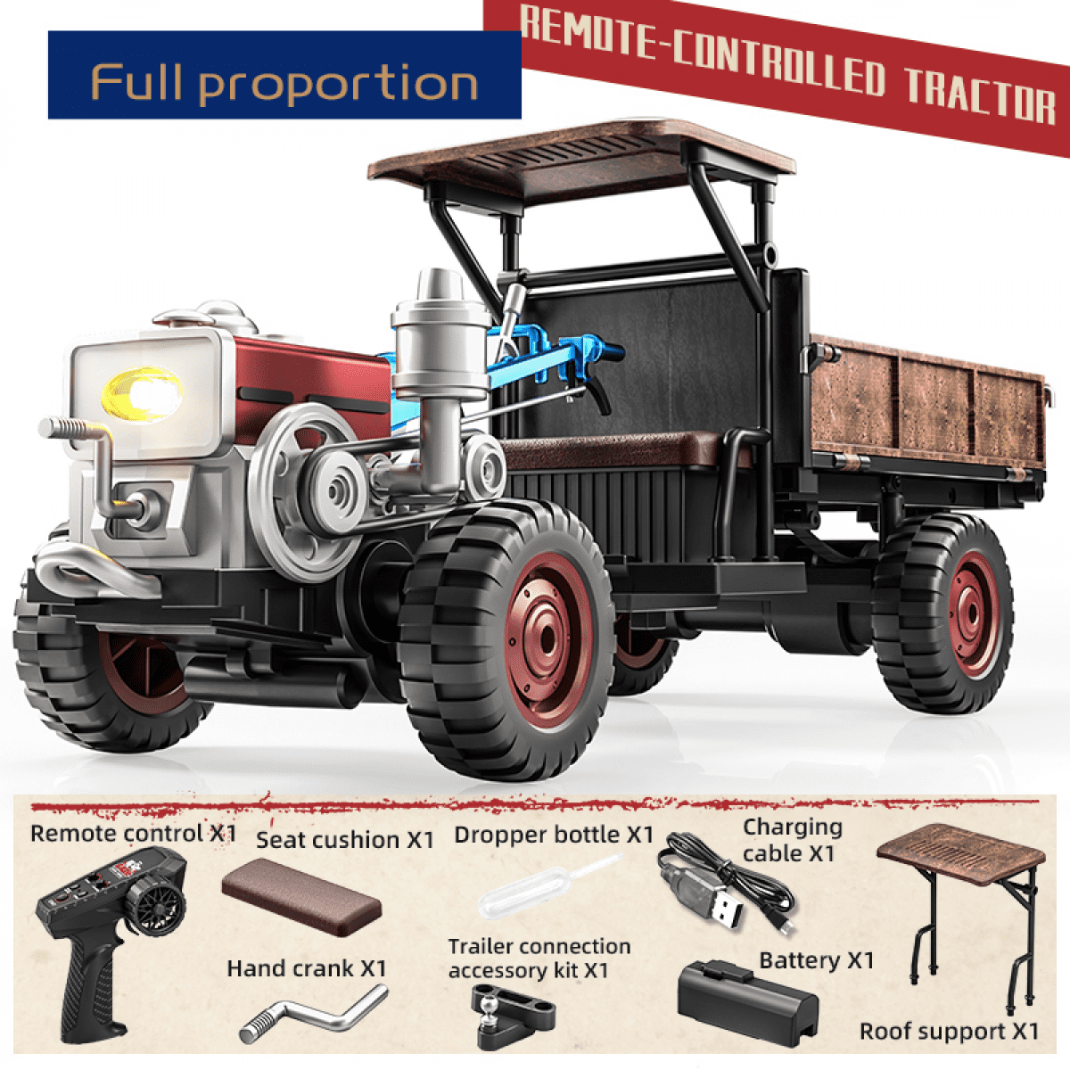 RC Tractor 2.4G 4WD Remote Control Construction Truck Toys with Light ...