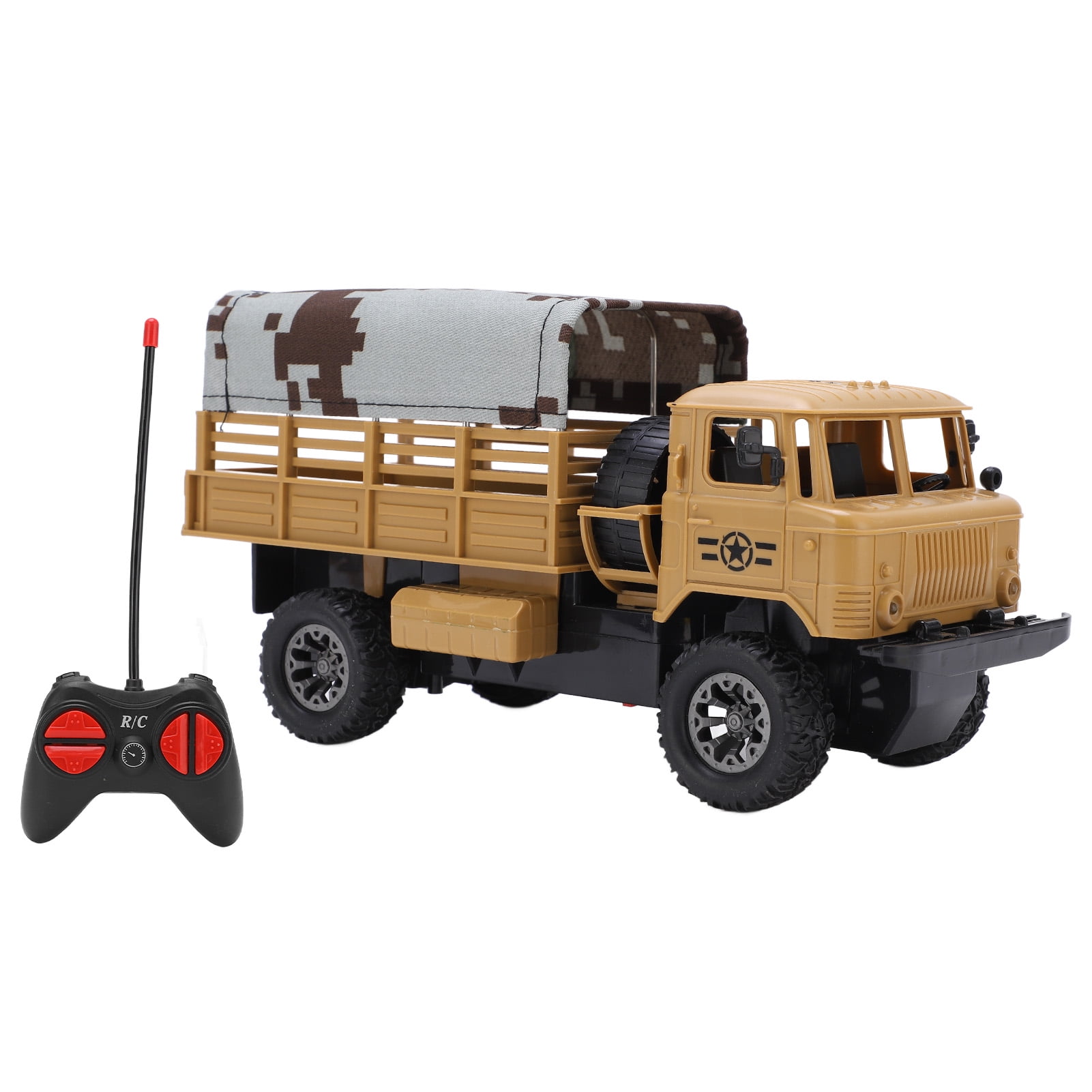 RC Truck 4CH Remote Control Military Vehicle Toy with LED Lights and ...