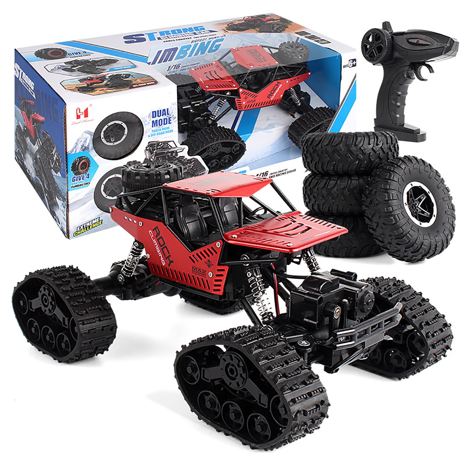 RC Truck ATV 4 Wheeler 1/16 2 in 1 Alloy Rock Crawler Toy Car 4WD Dual ...