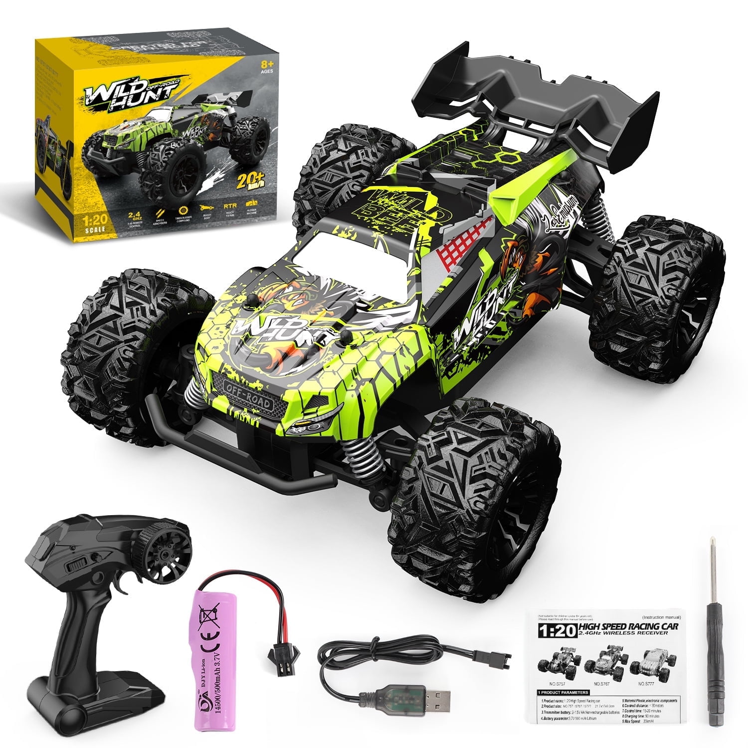 RC Trucks for Kids - 1:20 High Speed Fast RC, 25 KM/H RC Racing Cars ...