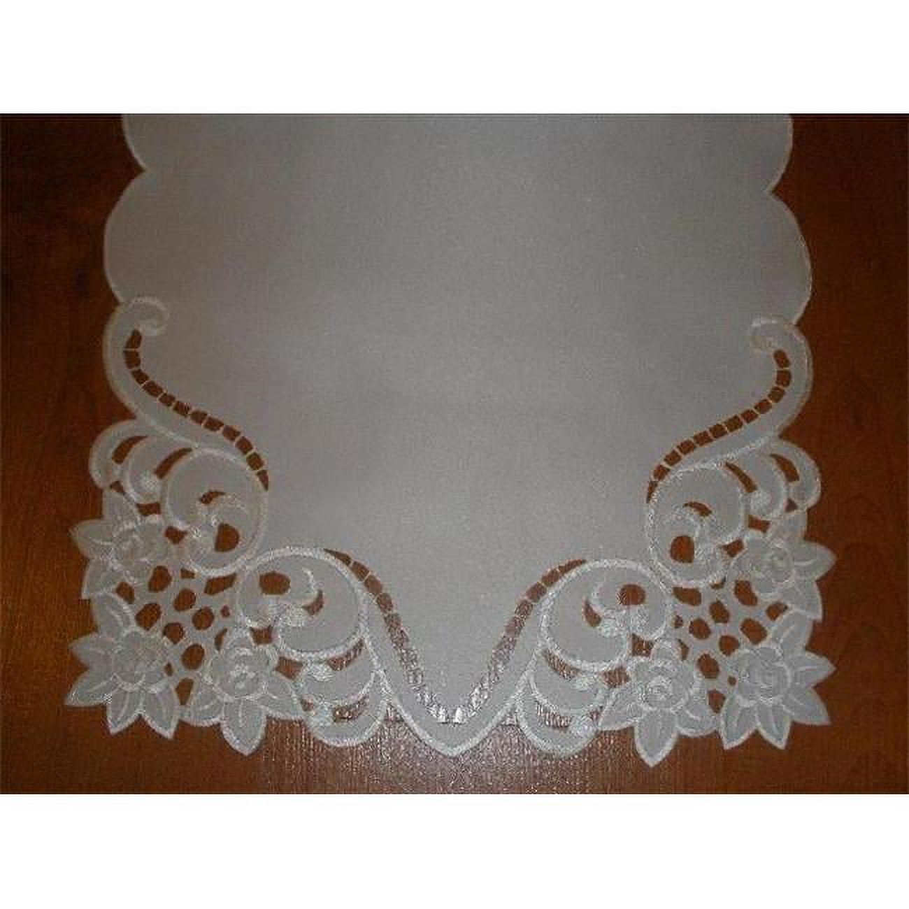 RC0446-14 14 in. Embroidered Roses And Lacy Cutwork Doilies, Ivory ...