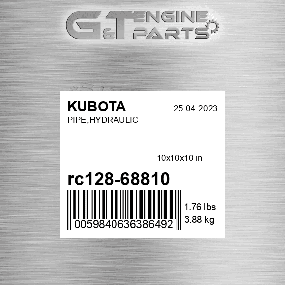 RC128-68810 PIPE,HYDRAULIC fits KUBOTA (New OEM) - Walmart.com