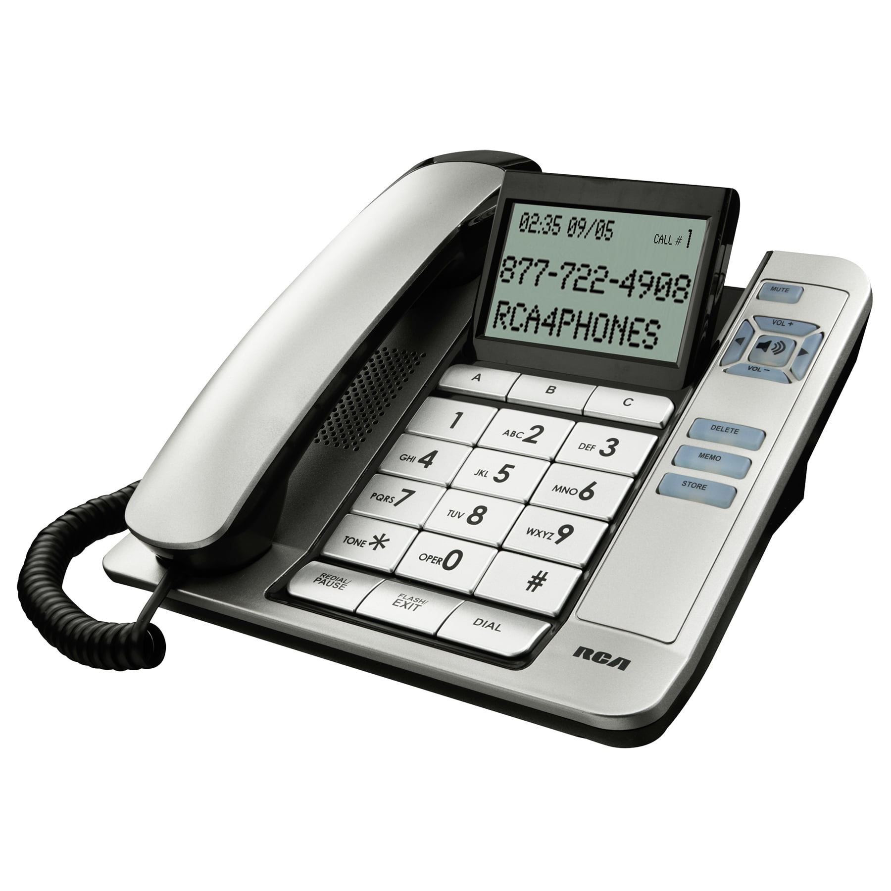 RCA 1113-1BSGA Corded Desktop Phone with Caller ID (Silver) - Walmart.com