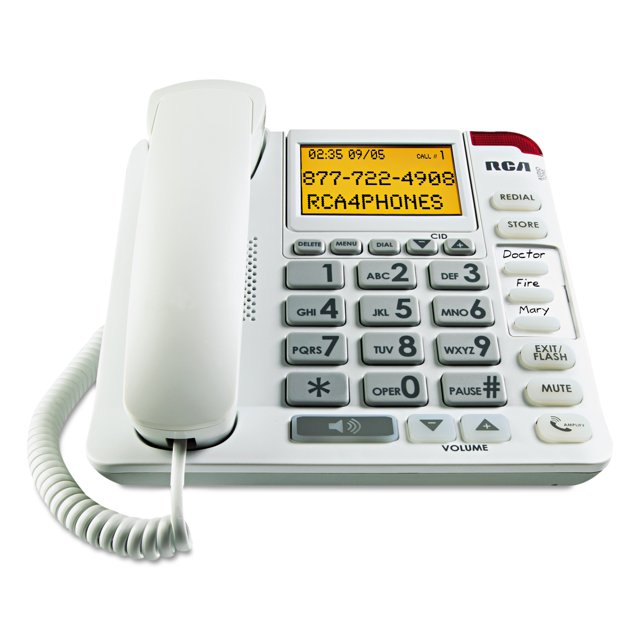 RCA 11241WTGA One-Line Amplified Big Button Corded Phone - Walmart.com