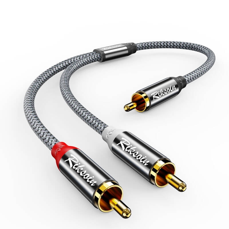 RCA to 2RCA Subwoofer Cable Audio, 8 FT Cable 2RCA to 1RCA Bi ...