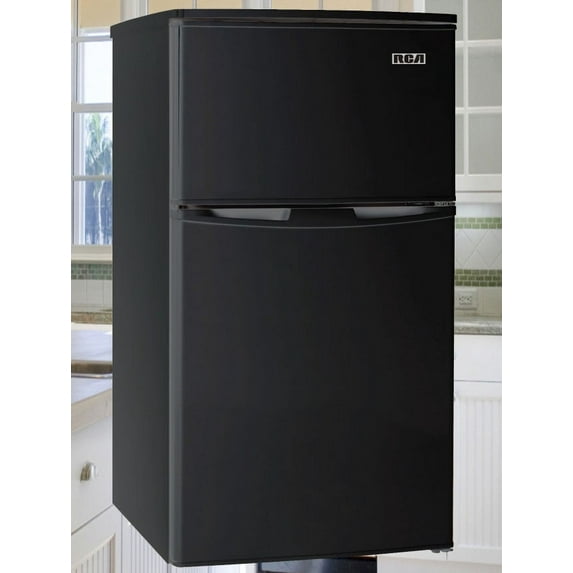 RCA 3.2 Cu Ft Two Door Mini Fridge with Freezer RFR835, Black - Walmart.com