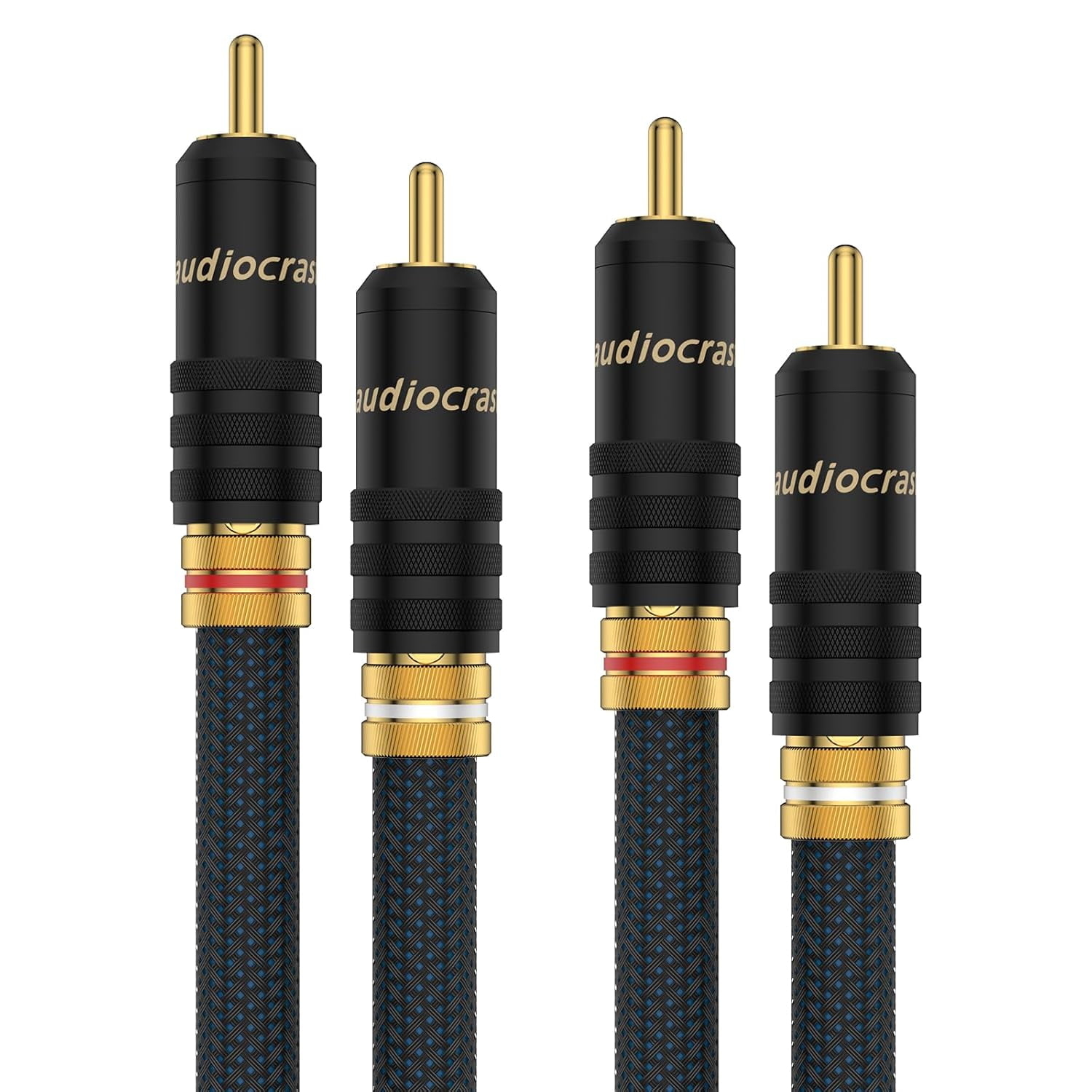 RCA Audio Cables 2Pack, 6N OFC Braided RCA Male To Male Stereo Audio ...