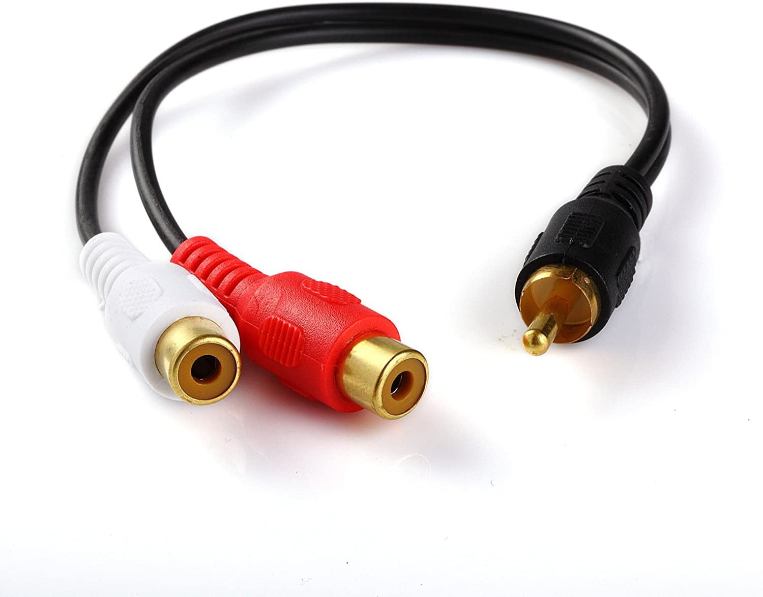 RCA Audio Y Cord Splitter Cable 1 ONE M Male Mono Jack to 2 Two F ...