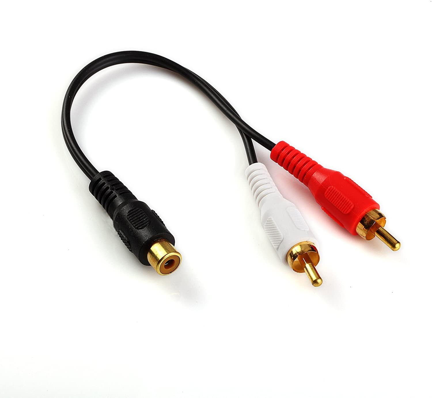 RCA Audio Y Cord Splitter Cable 2 Two M Male Mono Jack to 1 ONE F ...