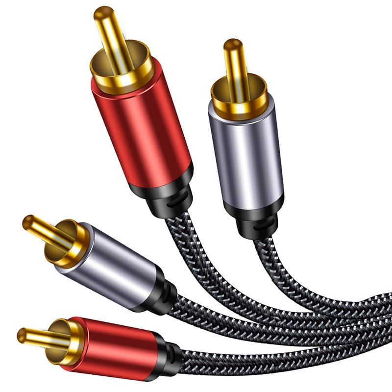 RCA Cable Braided 6ft: Hi-Fi Sound Double Layer Shielded Zinc Alloy ...