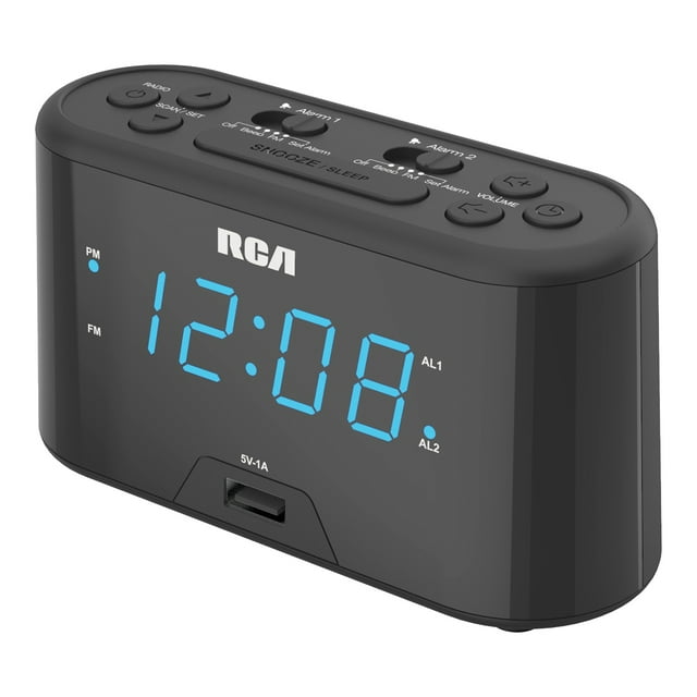 RCA Digital Radio Alarm Clock with Large Numbers and USB Charging ...