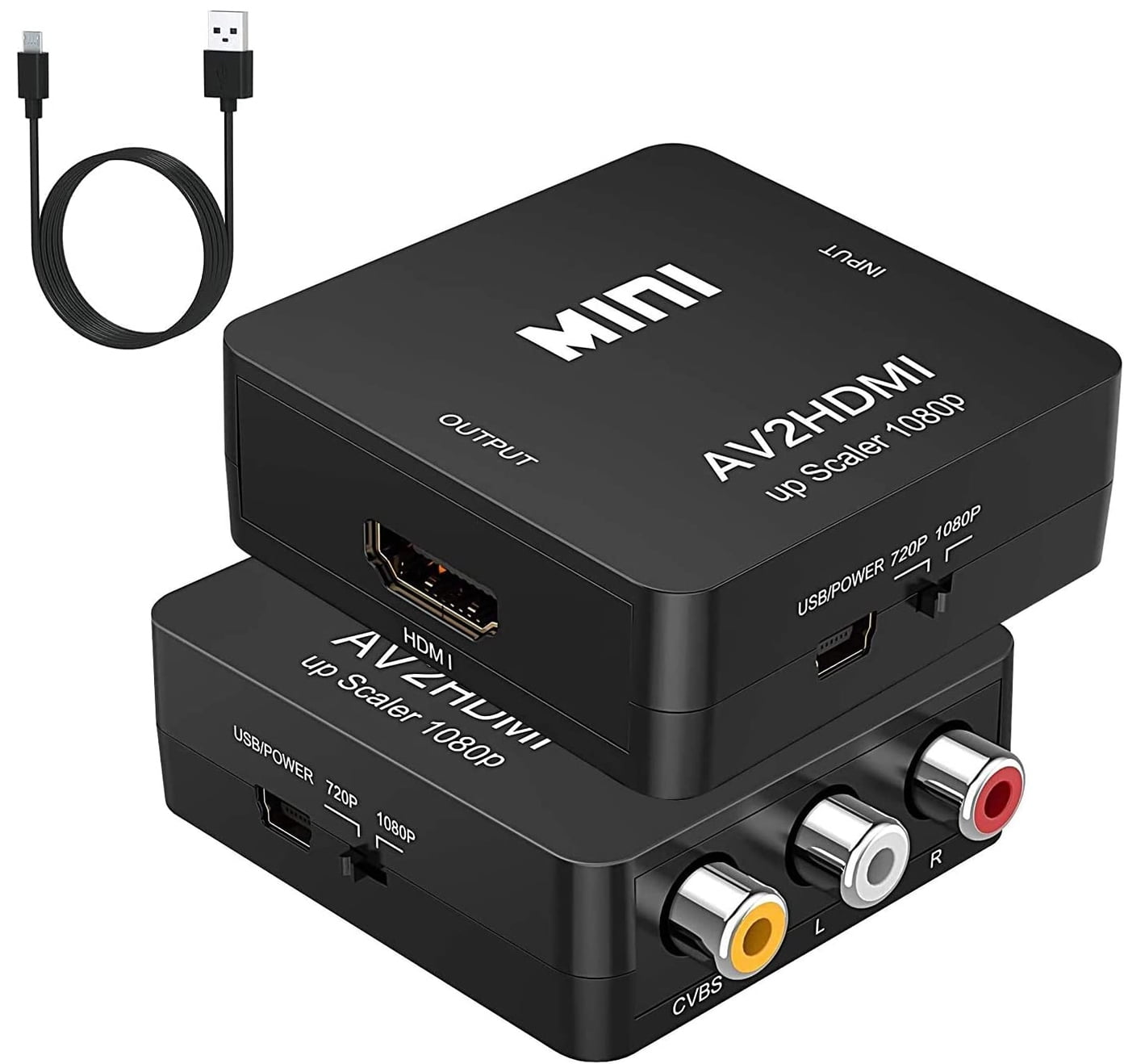 RCA to HDMI, 1080P Mini AV Converter for TV/PC/PS3/STB/Xbox VHS/VCR/DVD ...