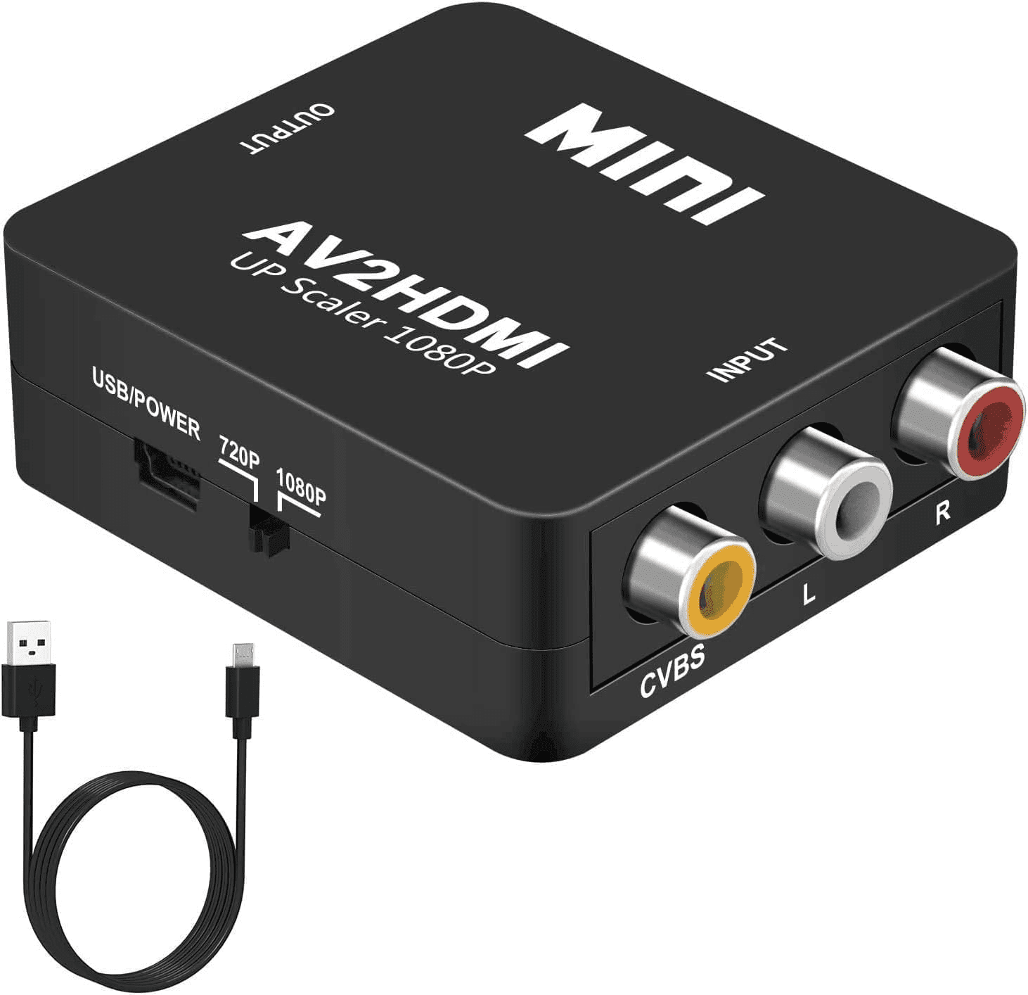 RCA to HDMI,AV to HDMI Converter, 1080P Mini RCA Composite CVBS Video ...