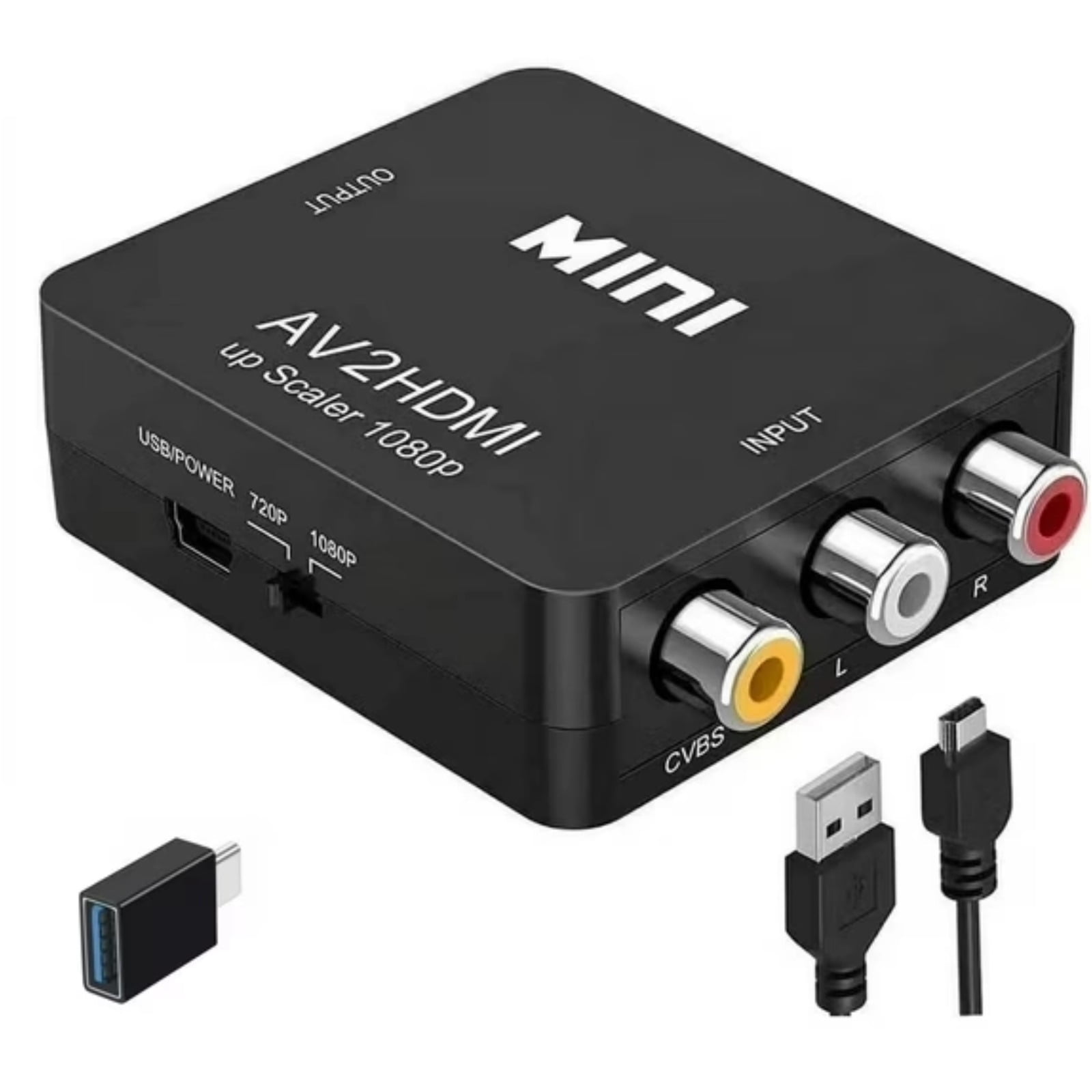 RCA to HDMI,AV to HDMI Converter, 1080P Mini RCA Composite CVBS Video ...
