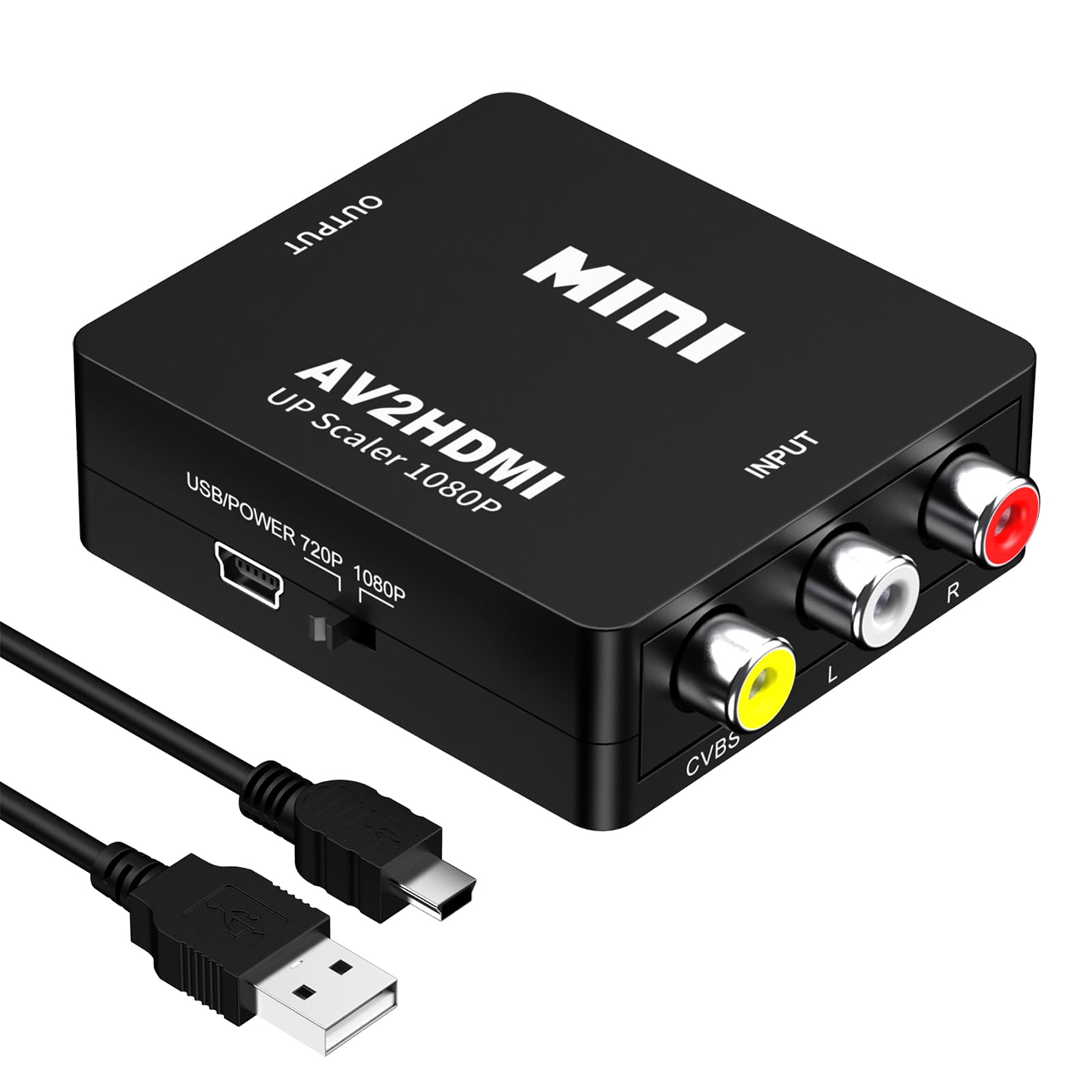 RCA to HDMI,AV to HDMI Converter, 1080P Mini RCA Composite CVBS Video ...