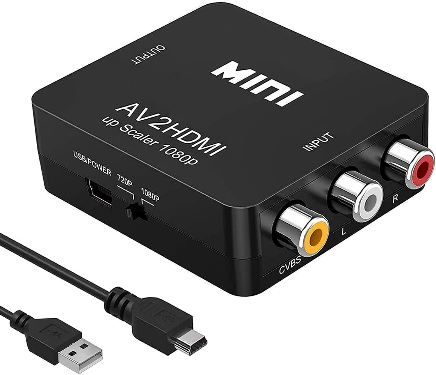 RCA to HDMI Converter, 1080P Mini RCA Composite CVBS AV to HDMI Video ...