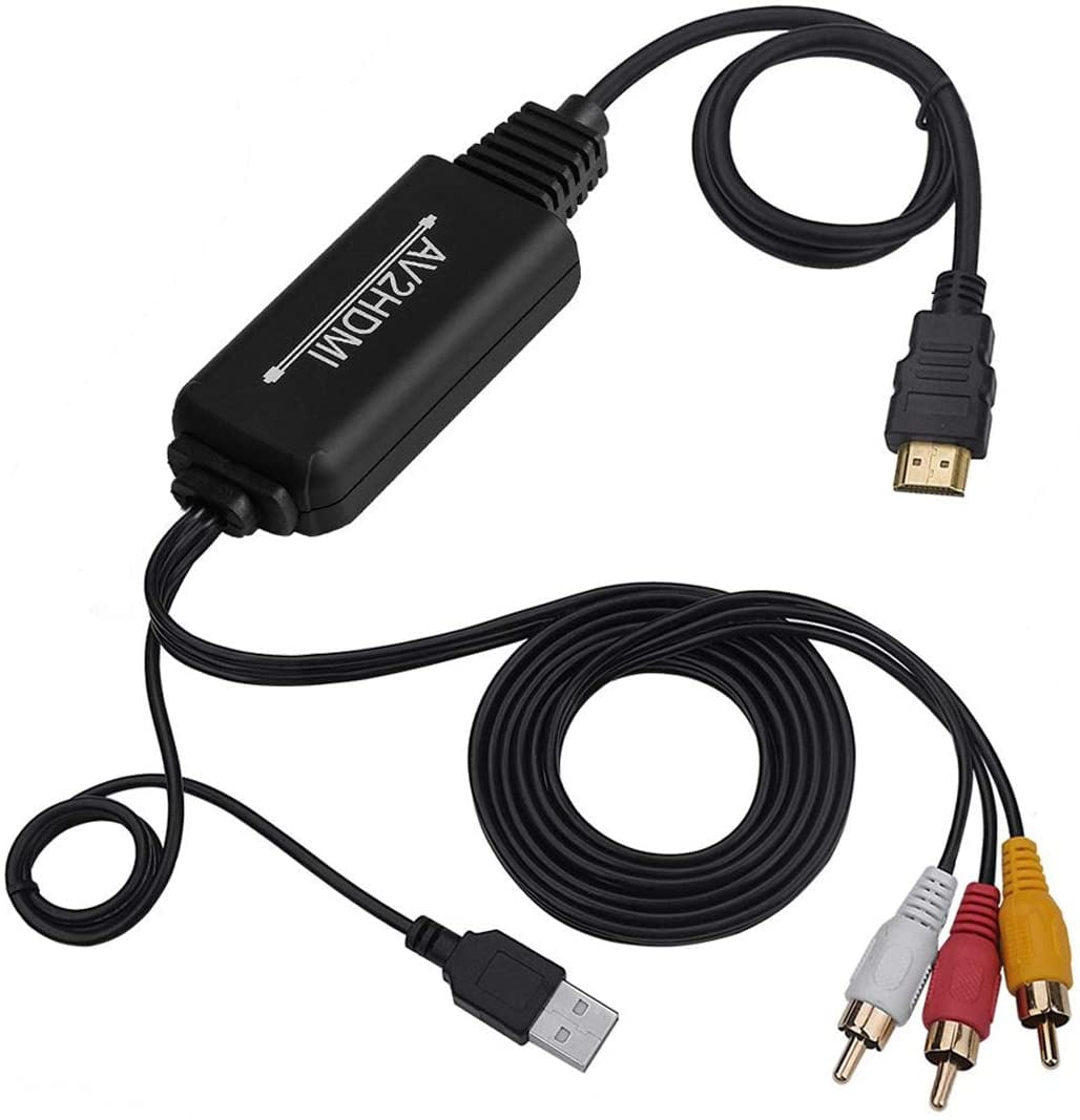 RCA to HDMI Converter, AV to HDMI Converter Cable Cord, 3RCA CVBS ...