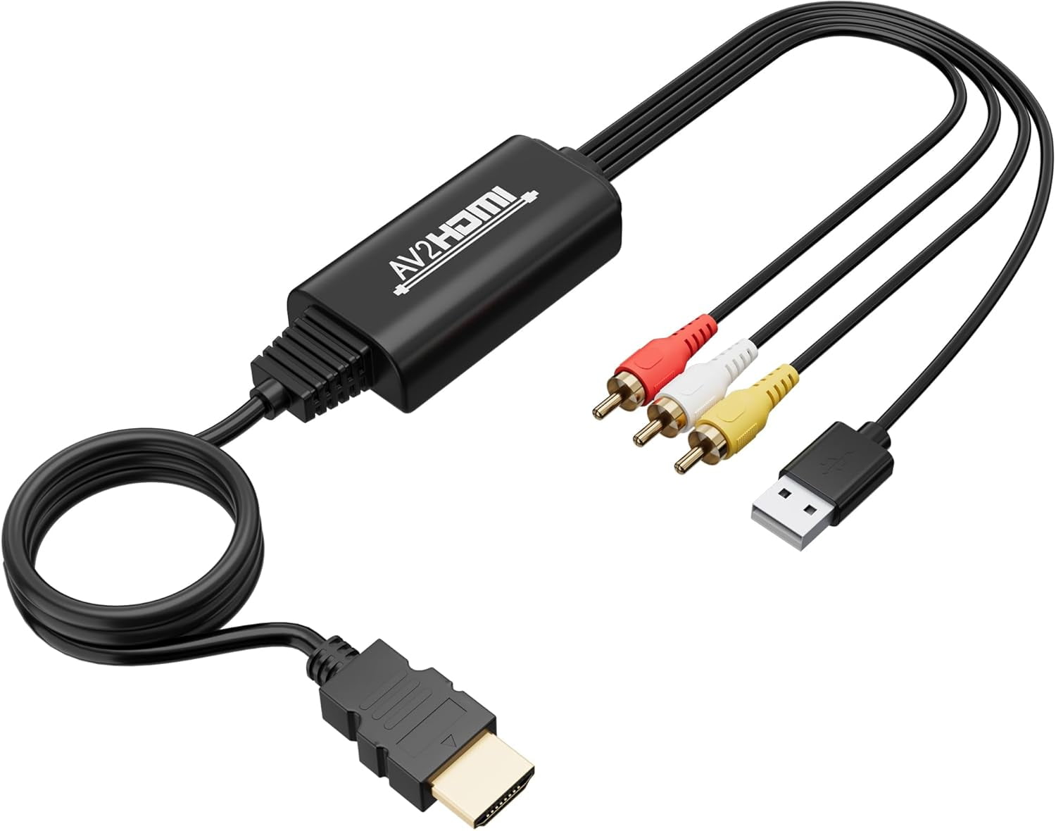 RCA to HDMI Converter Cable, AV to HDMI Adapter Cable Cord, 3RCA CVBS Composite Audio Video in ...