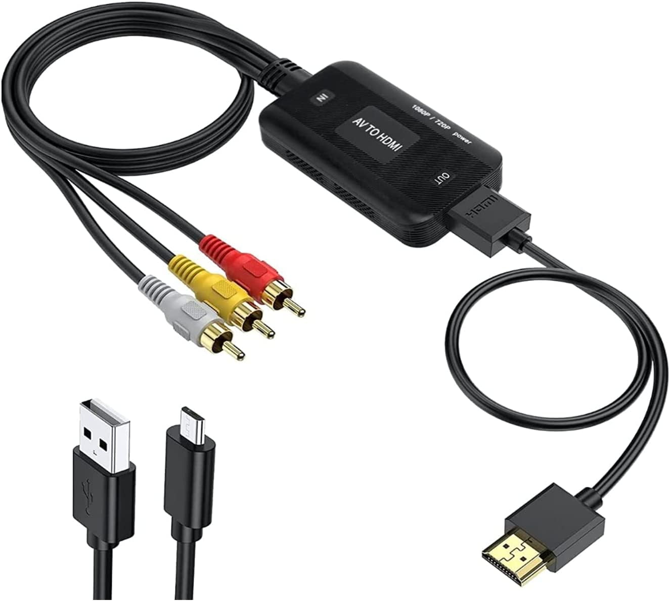 RCA to HDMI Converter, Composite to HDMI Adapter, Male AV to HDMI ...