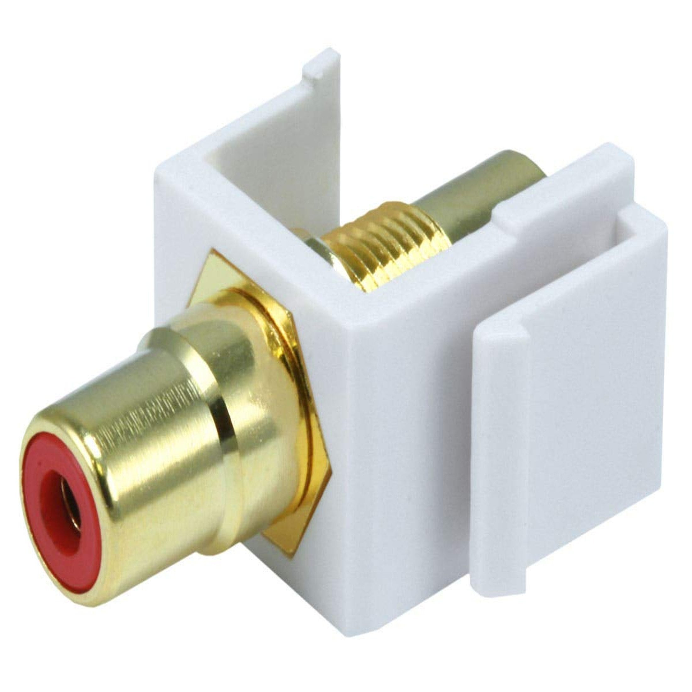 RCA Keystone Jack Modular Connector with Red Center and White Housing - Walmart.com
