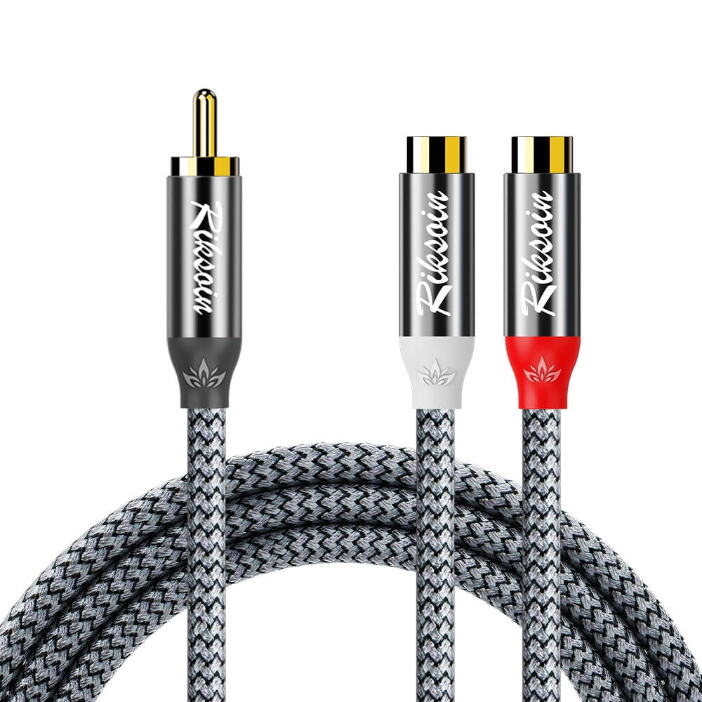 RCA (M) to 2 RCA (F) Stereo Audio Y Adapter Subwoofer Cable (24k Gold ...